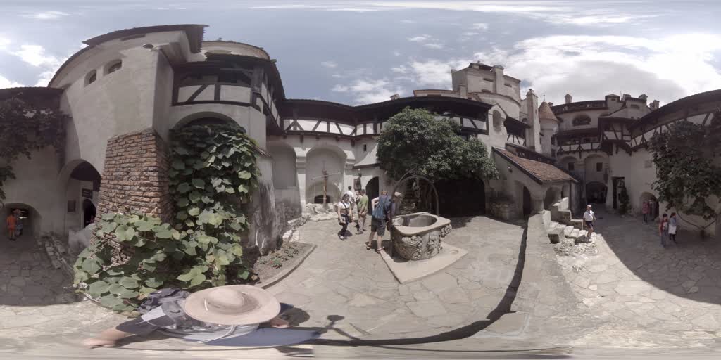 Courtyard of Bran Castle, Dracula's Castle near Bran in Romania, 360 ...