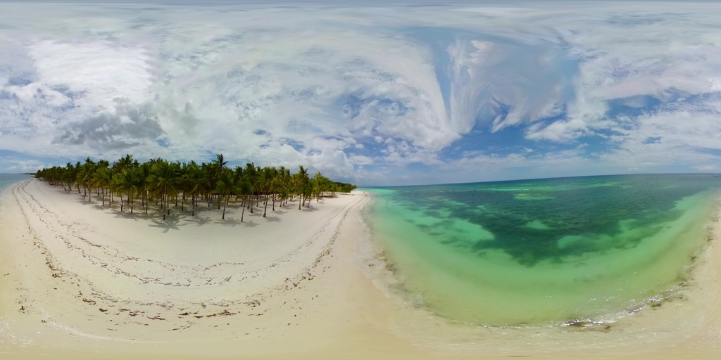 Sandy beach and tropical sea. Panglao island, Philippines. 360-Degree ...
