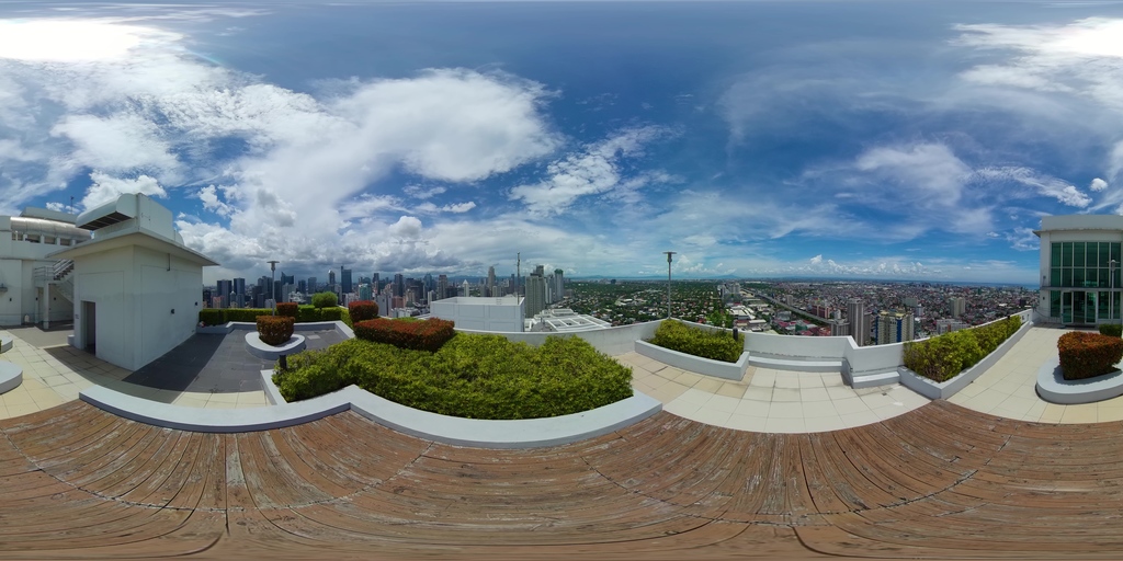 Manila, the capital of the Philippines with skyscrapers. 8k Video. 360º ...
