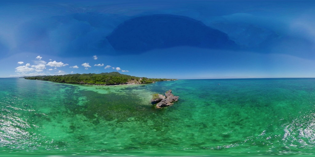 Coast with a beach and blue sea. Anda Bohol, Philippines. 360-Degree ...