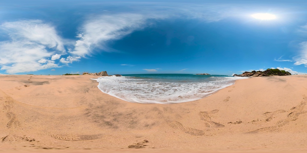 Tropical sandy beach in Sri Lanka.Panama Beach. 360 panorama VR. 5.7k ...
