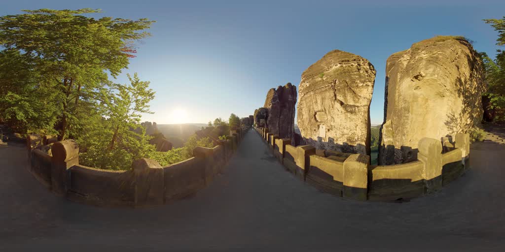 Historic Bridge Along Sandstone Rock Formations - Bastei Bridge, Saxon ...