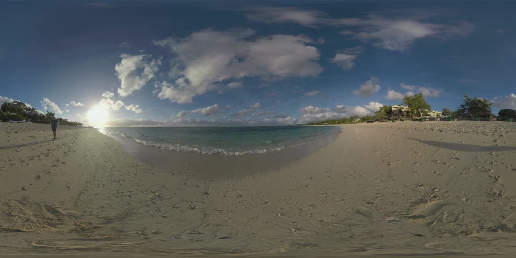 360 VR Mauritius scene with beach, blue ocean and resort area 360º ...