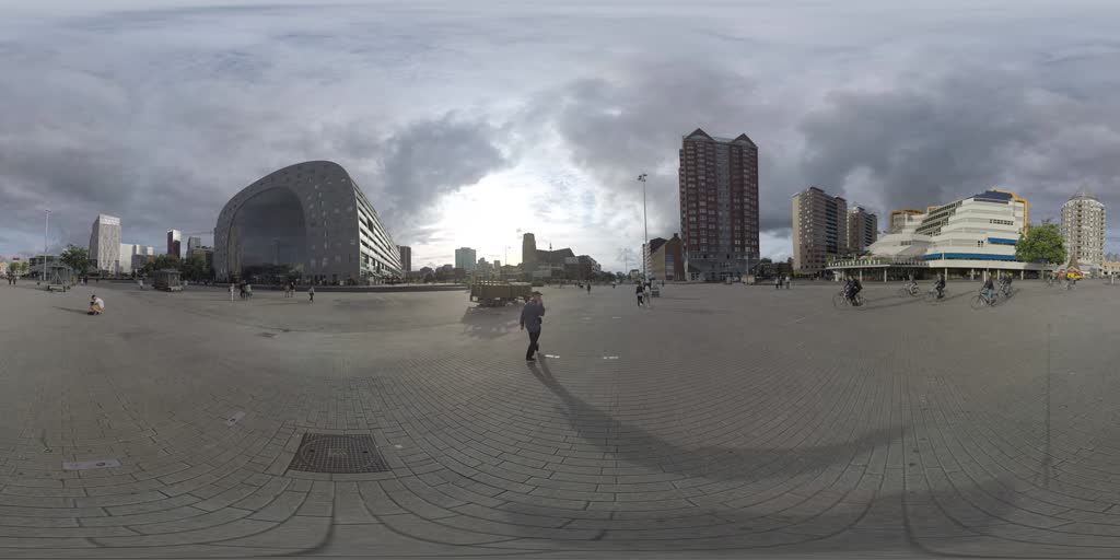 360 VR View to Markthal, Central Library and Blaak Station in Rotterdam ...